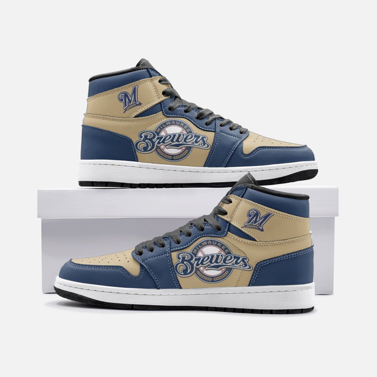 Vintage Milwaukee Brewers Women High-Top Sneakers | Retro Blue and ...