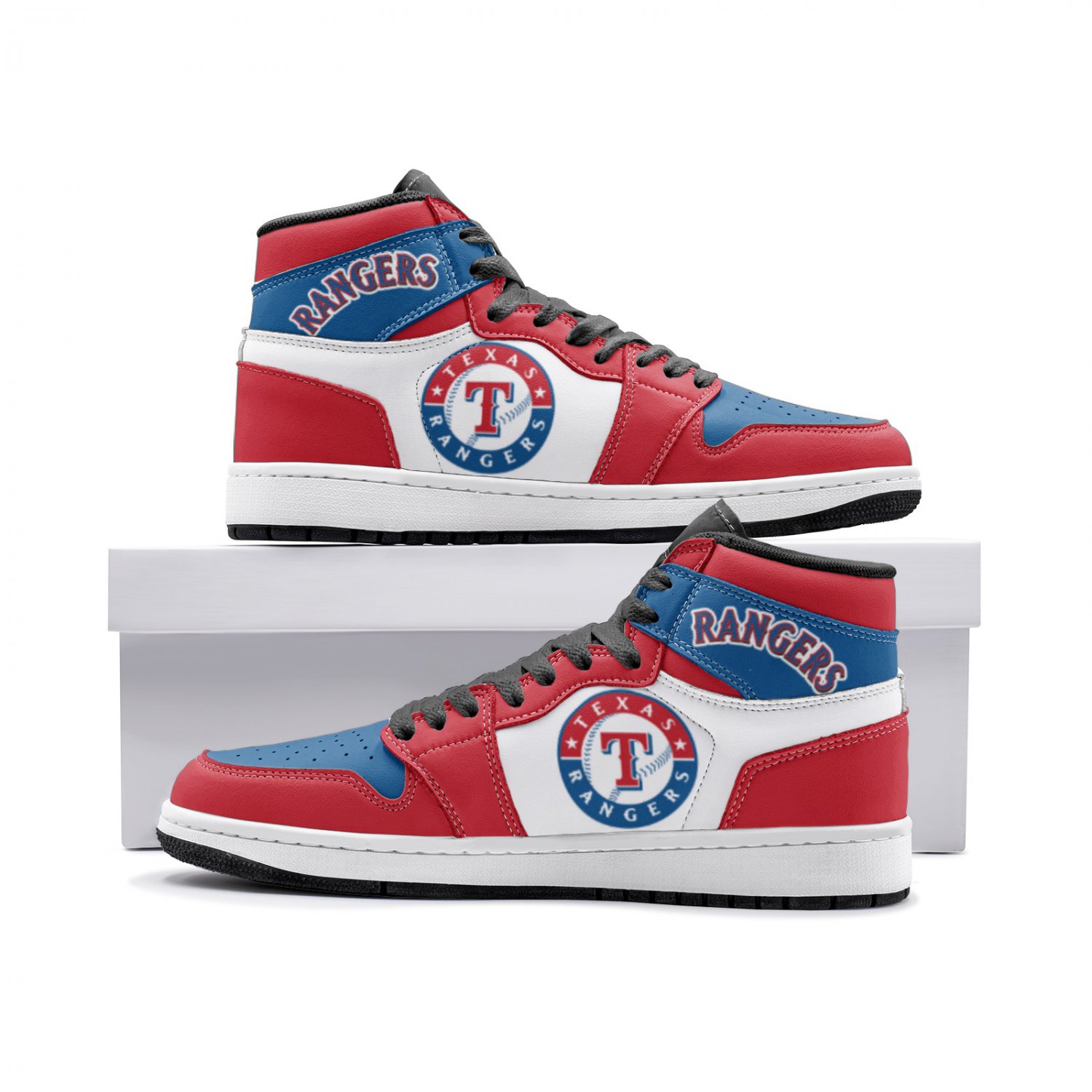 Texas Rangers Men High-Top Sneakers in Red, White & Blue | Exclusive ...