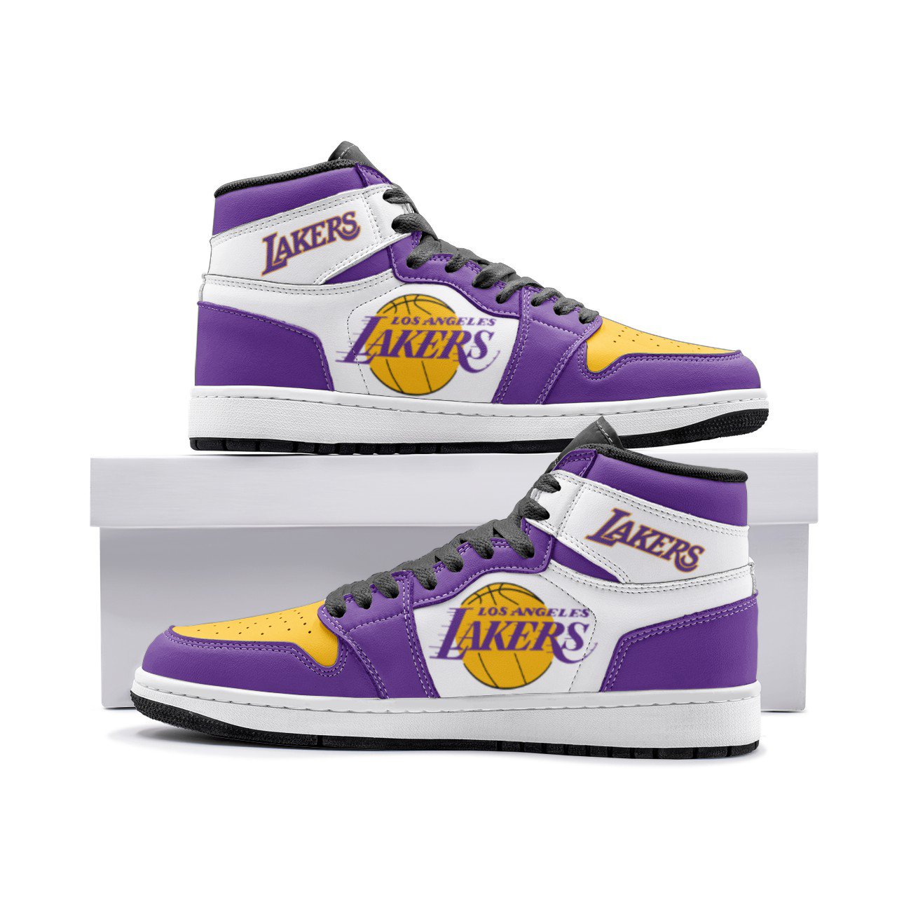 Custom LA Lakers Women High-Top Sneakers, NBA Team Logo Athletic Shoes ...