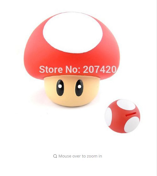 9cm Anime Cartoon Super Mario Red Mushroom Coin Piggy Bank Mario