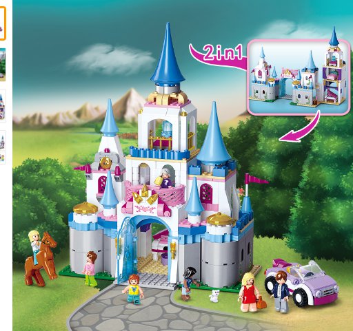 SLUBAN Enchanted Castle Building Blocks Sapphire Princess Castle Girl