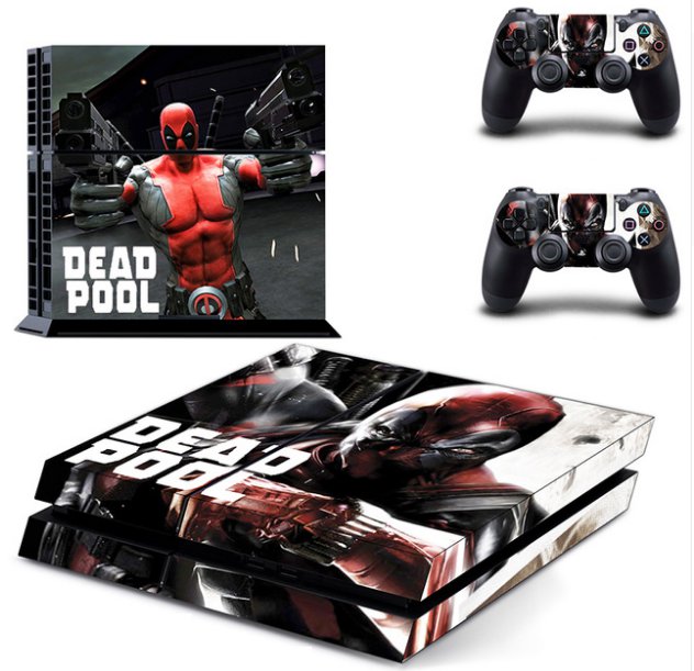 New PS4 Console and 2 Controllers Skin Decals of Marvel DeadPool Skin ...