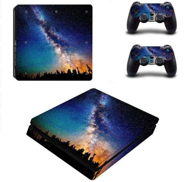 PS4 Slim Console Dualshock Controllers Skin Set Vinyl Decal Starry Sky ...