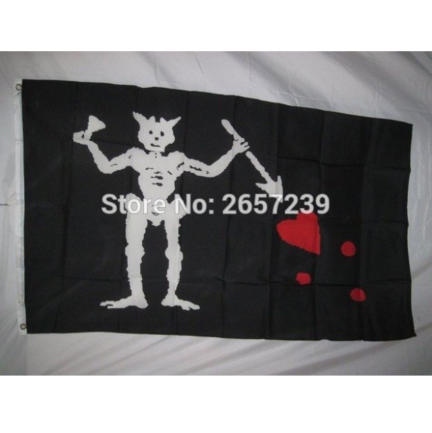 Blackbeard Edward Teach Pirat Flag 3x5FT banner 100D 150X90CM Polyester ...