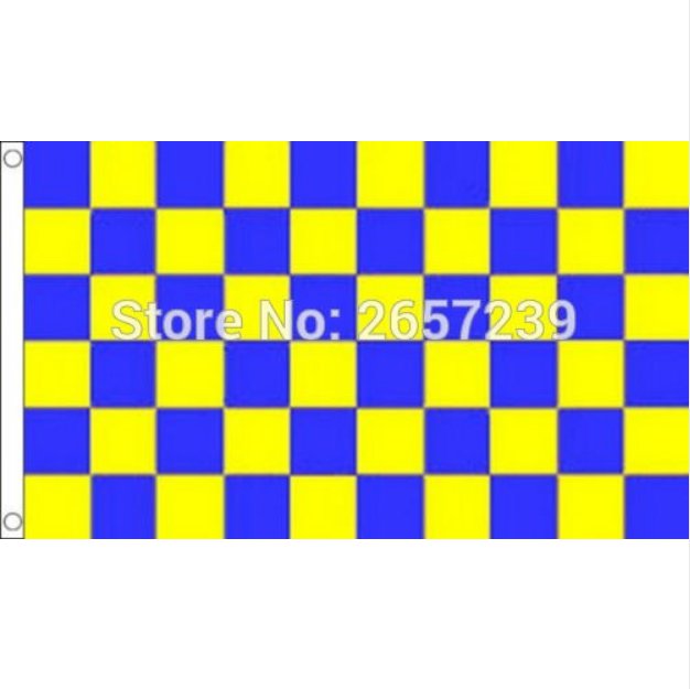 Royal Blue and Yellow Check Flag Checkered Banner 3x5FT 100D Polyester ...