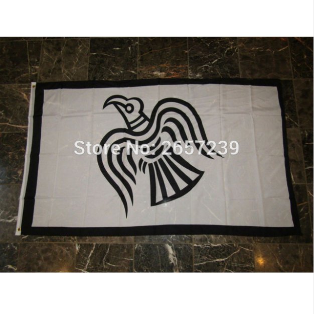 3x5FT Black and White Viking Raven Flag banner 100D Polyester brass ...