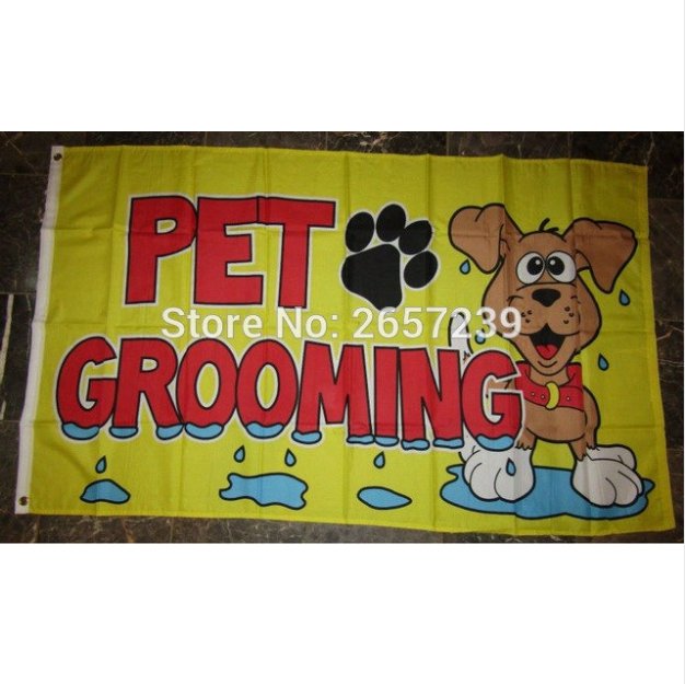 Pet Grooming Flag 3x5FT Team banner150X90CM 100D Polyester brass ...
