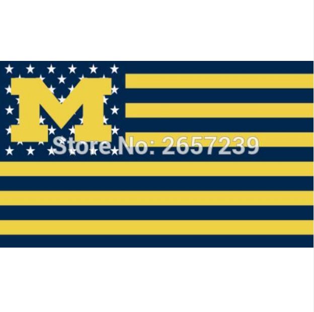Michigan Wolverine with Stripes+Stars Flag 3x5FT NCAA banner 100D ...