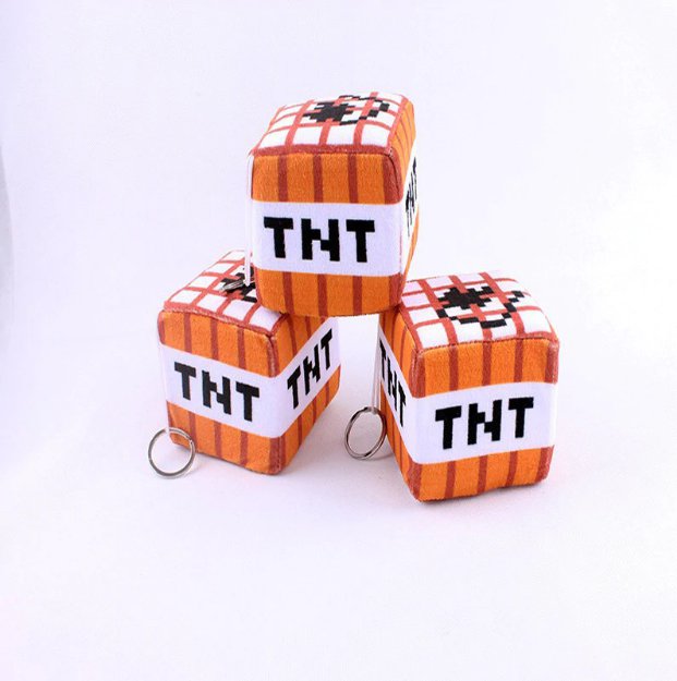 Minecraft TNT Plush Toys Doll of My Small World,peluche TNT 10cm Key ...
