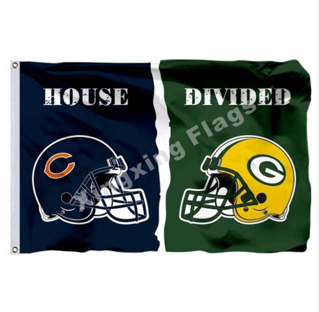 Chicago Bears Green Bay Packers Helmet House Divided Flag 3x5ft ...