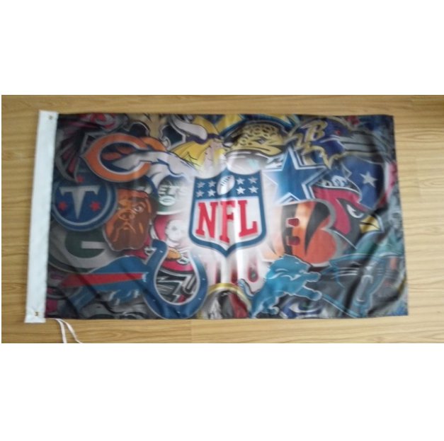 NFL Logo Flag 3ft x 5ft Polyester Banner 90x150cm white sleeve with ...