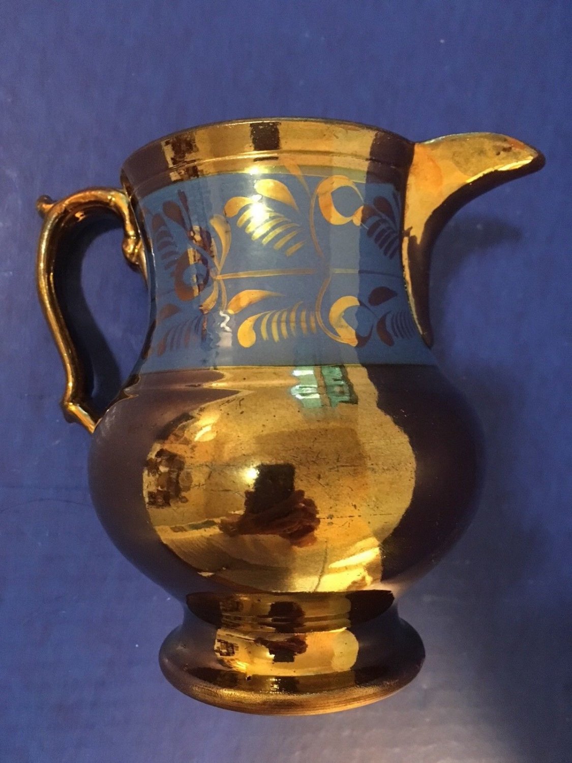Pitcher English Copper Luster Ware With Painted Decor 2 Pitchers