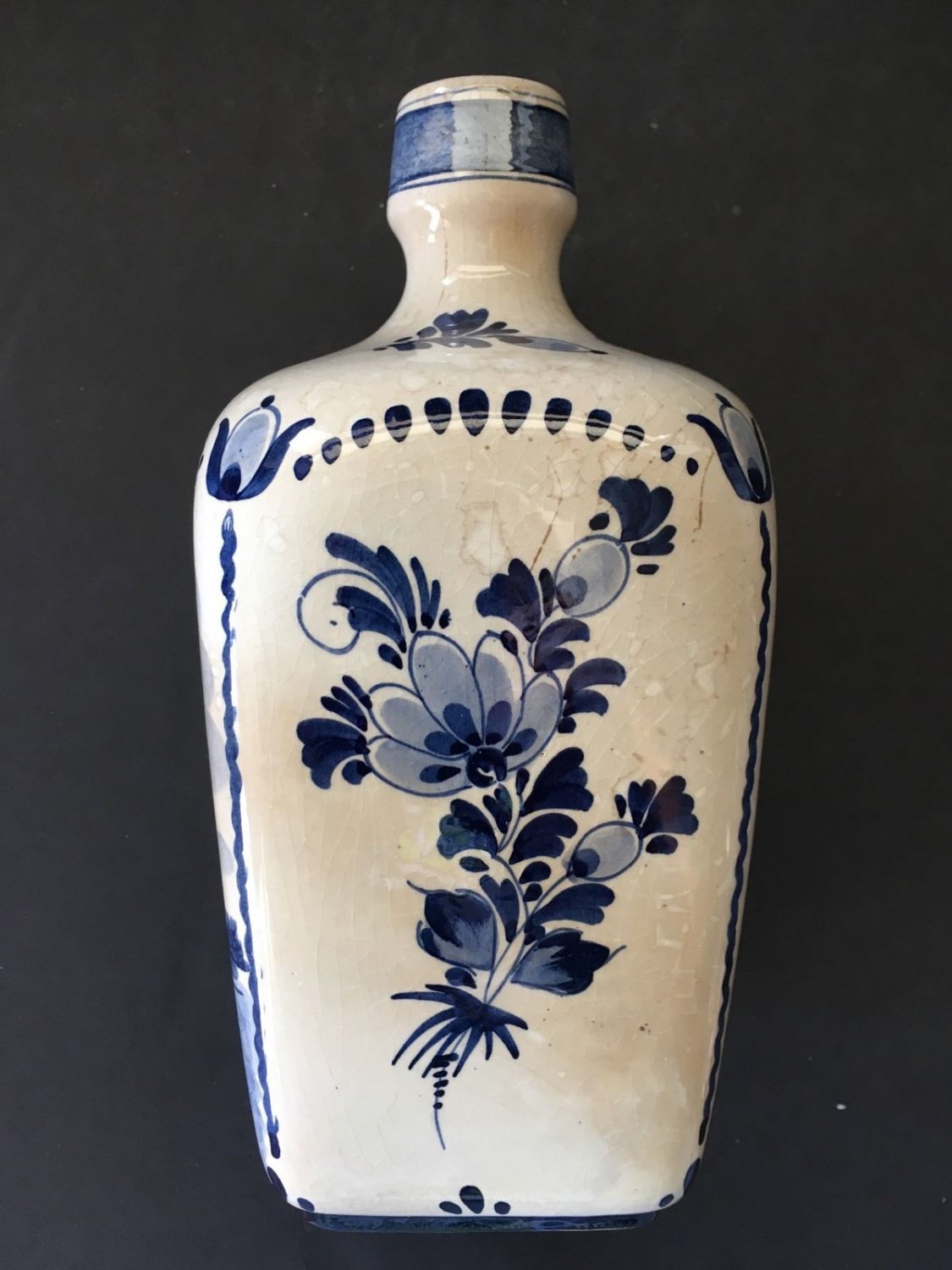 Delft Blue Empty Liquor Bottle Decanter W/ cork. Windmill Holland
