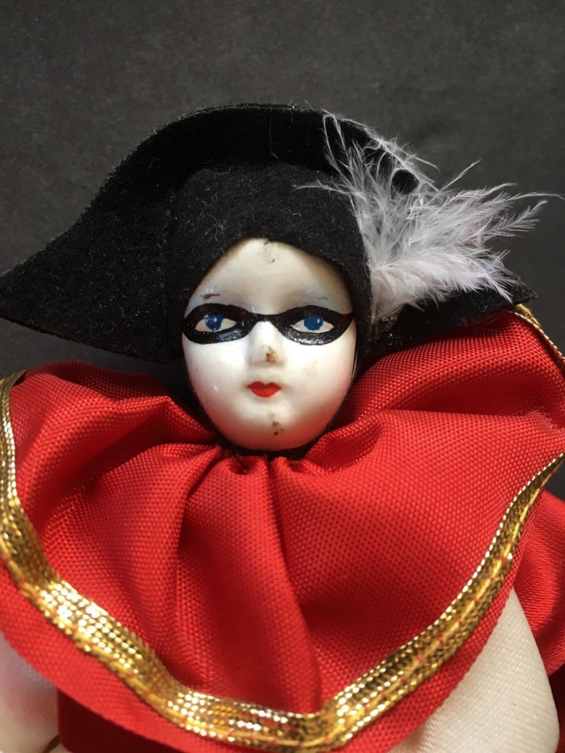 Porcelain Jester Mardi Gras Doll Set Ballarina and Mate 81/2" Rare Vintage