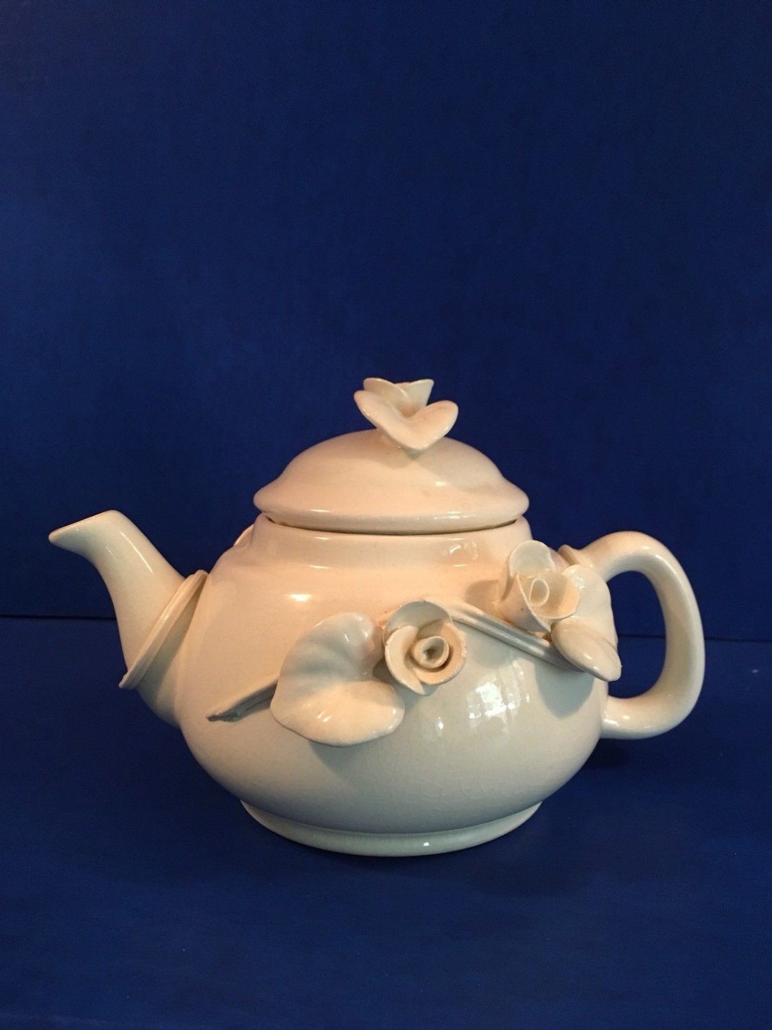 Paper Windows Teapot with Cup White Ceramic ROSE Floral