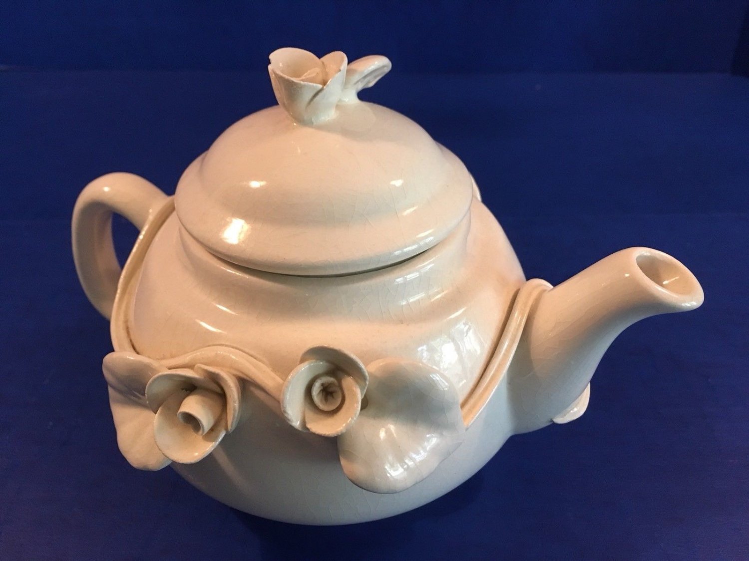 Paper Windows Teapot with Cup White Ceramic ROSE Floral