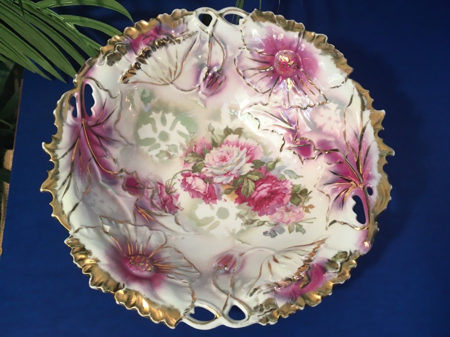 VINTAGE IPF Germany c1903-30 Porcelain Bowl Floral Iridescent ...