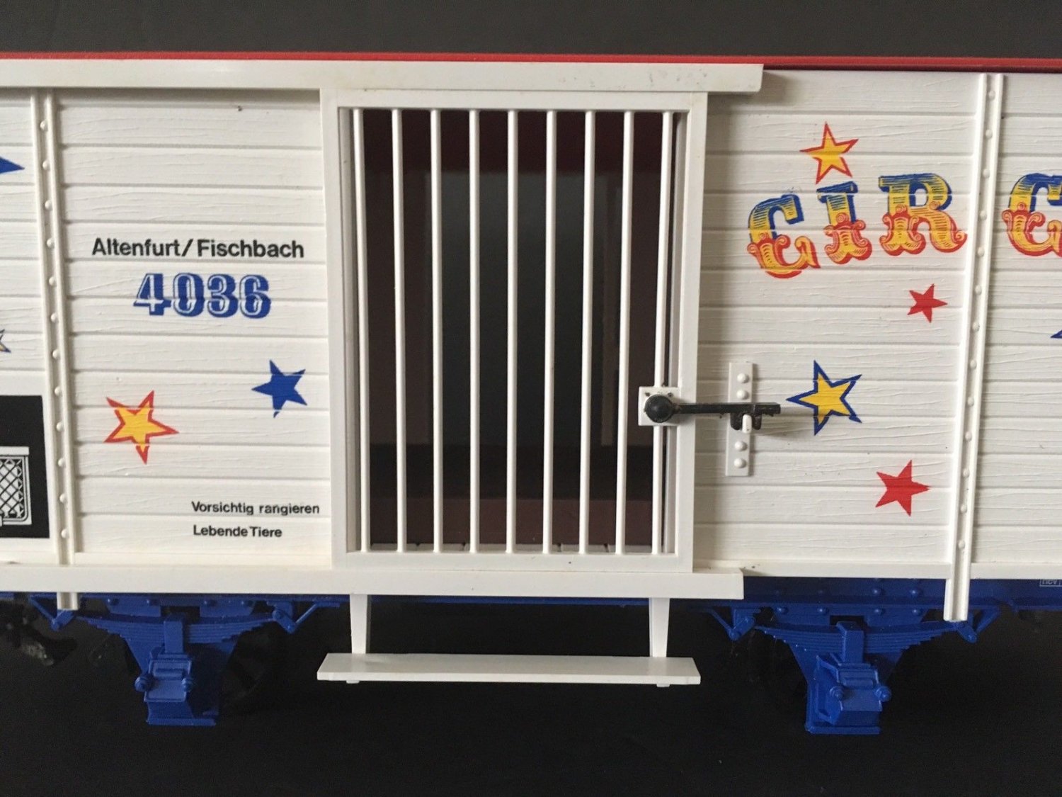 LGB 4036 CIRCUS Box CAR - Animal ramp in car, G scale Model Train