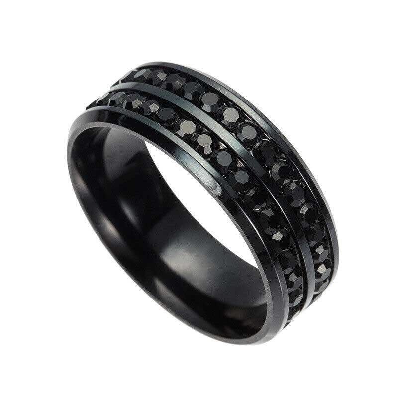 Black Sapphire Titanium Stainless Steel Ring [JWL_RBB57_ROT]
