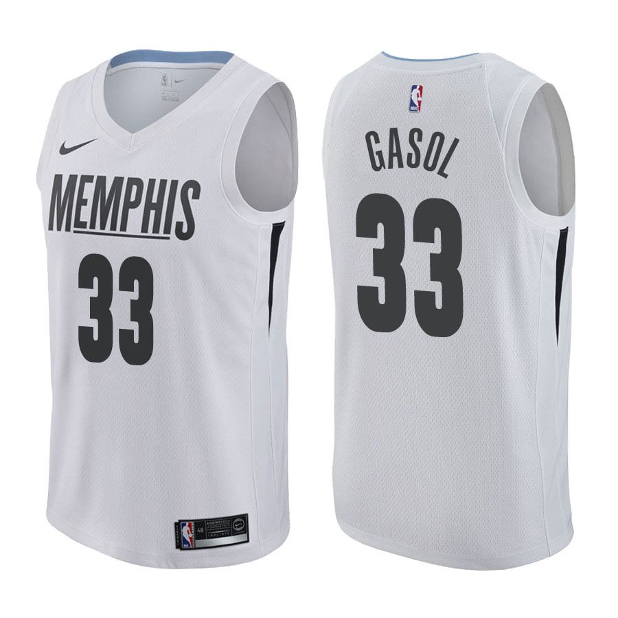 Memphis Grizzlies Marc Gasol #33 White City Edition Stitched Jersey