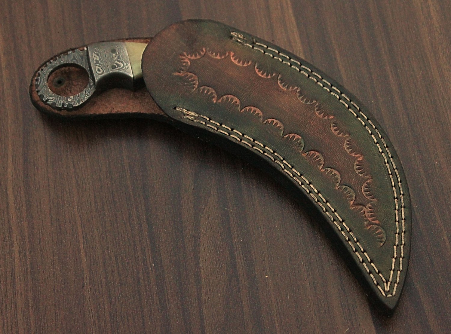 Handmade Damascus Karambit (original camel bone and damascus handle)
