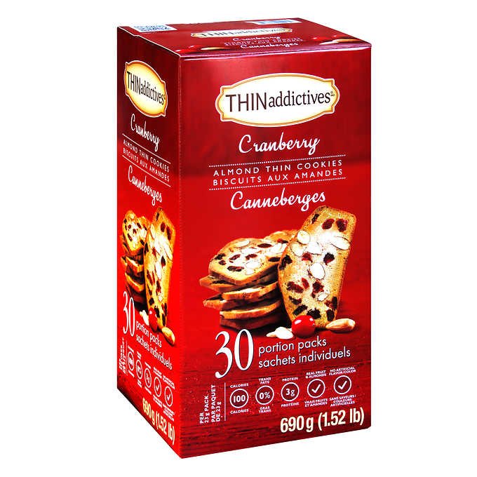 Gourmet THINaddictives Cranberry Almond Thin Cookies 690 g x2 boxes ...