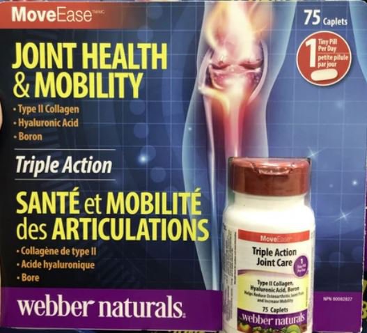 Webber Triple Action Joint Care - 75 caplets type II collagen From Canada