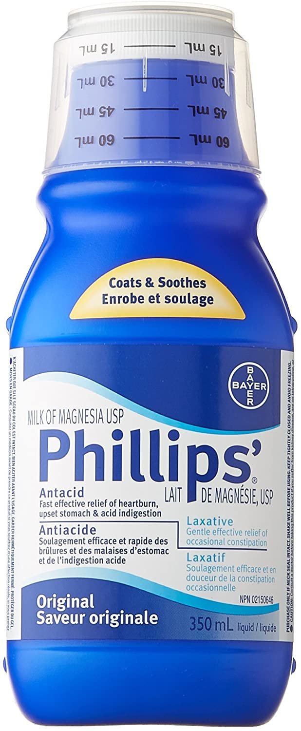 Phillips Milk of Magnesia Antacid Laxative Original 4 x 350ml From Canada