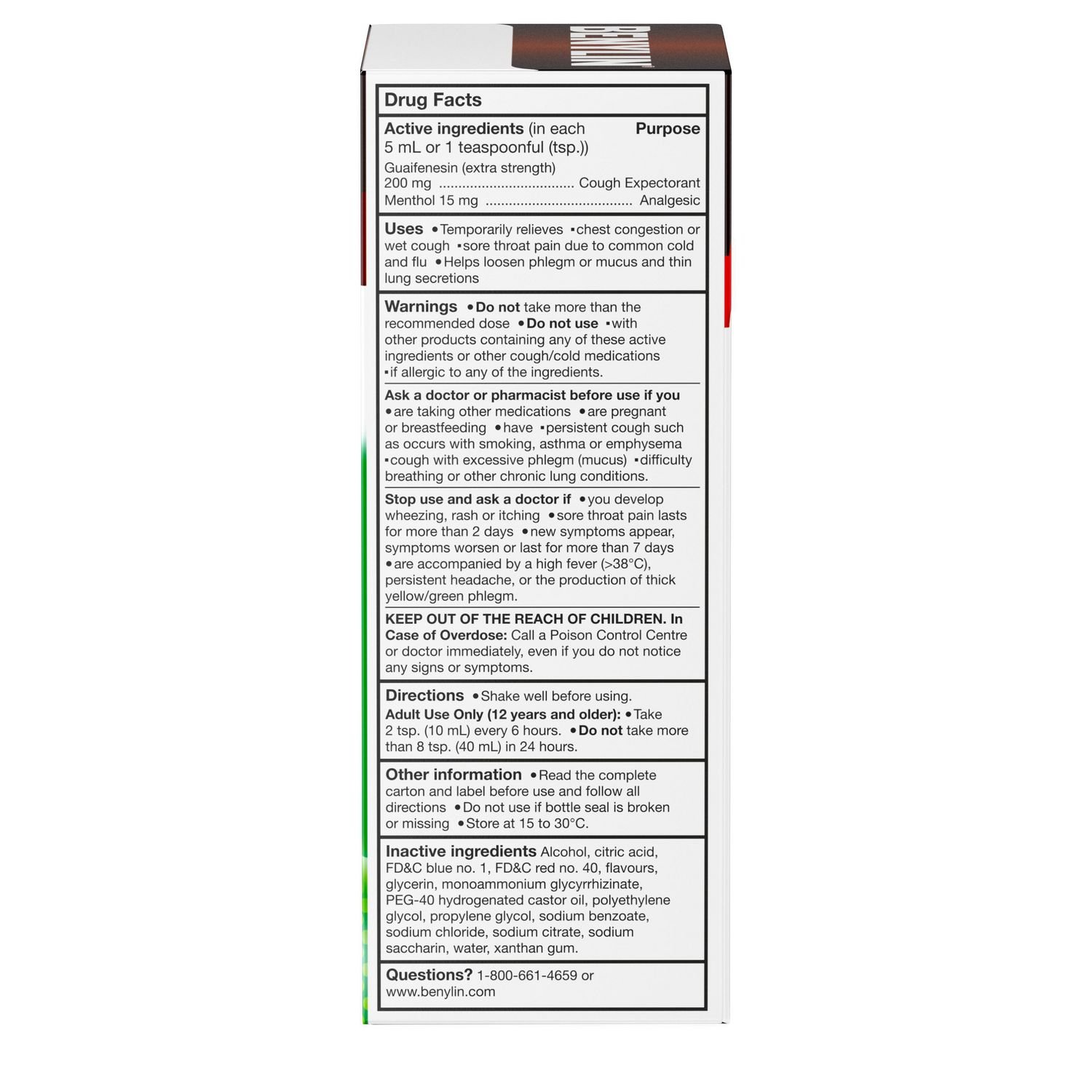 BENYLIN Extra Strength Mucus and Phlegm Syrup PLUS COUGH CONTROL 250ml ...