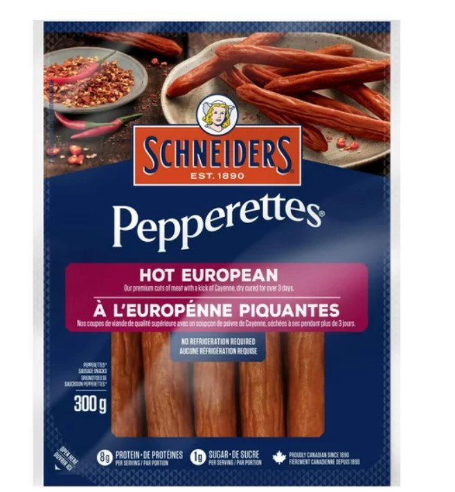 Schneiders Pepperettes Sausage Sticks Hot European, 300 g From Canada