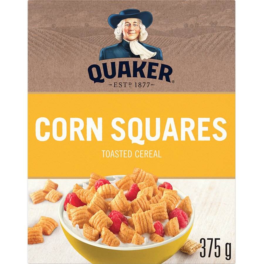 Quaker, Corn Squares, Toasted Cereal, 375g From Canada