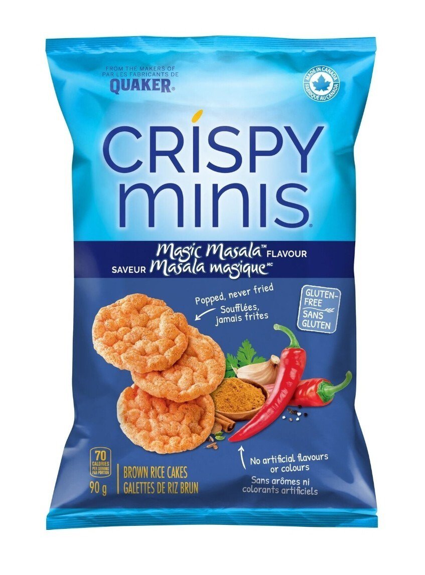 12 Bags Of Quaker Crispy Minis Magic Masala Popcorn Rice Chips 90g Each