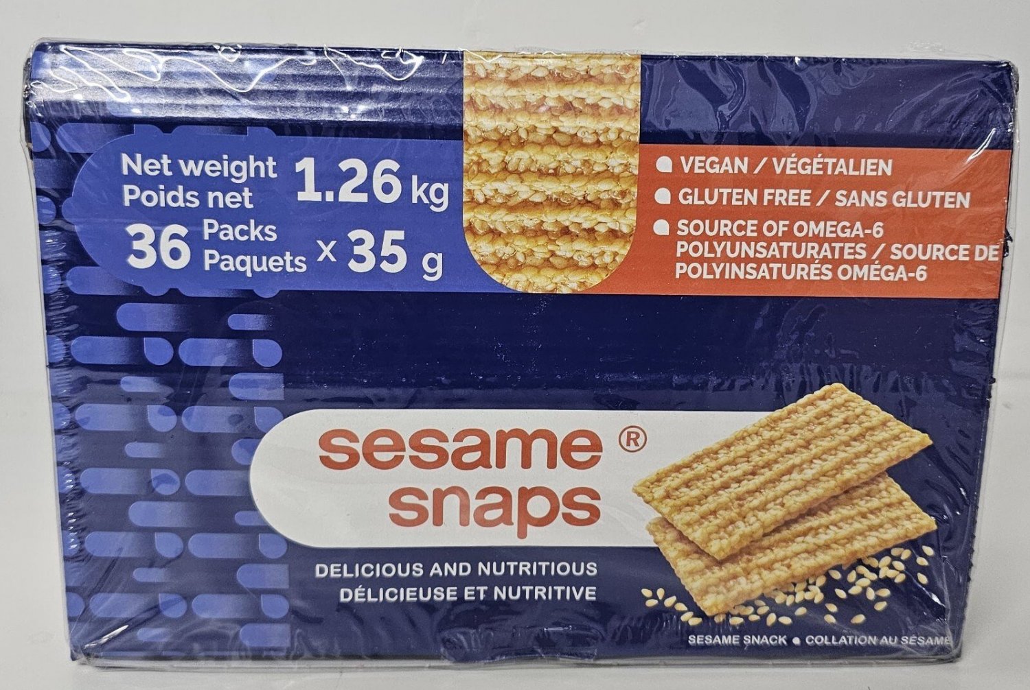 Sesame Snaps- 36 packs x 35 grams (Net weight 1.26 Kg) - FREE SHIPPING