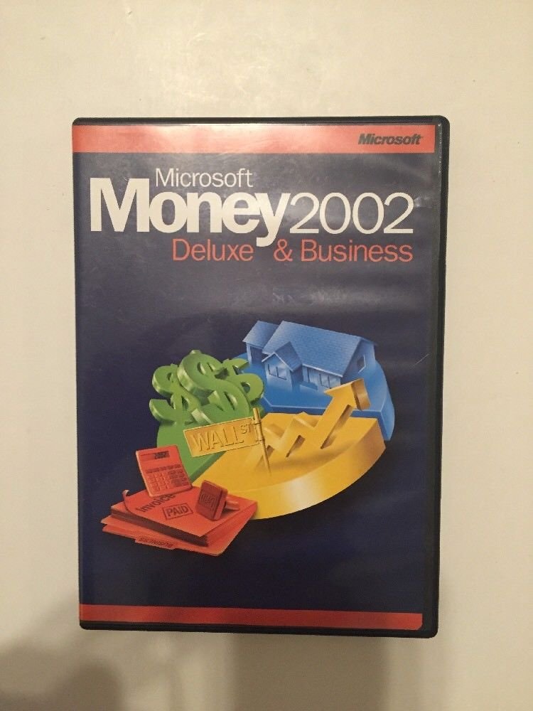 MS Money 2002 Deluxe & Business PC CD track future bills income debt ...