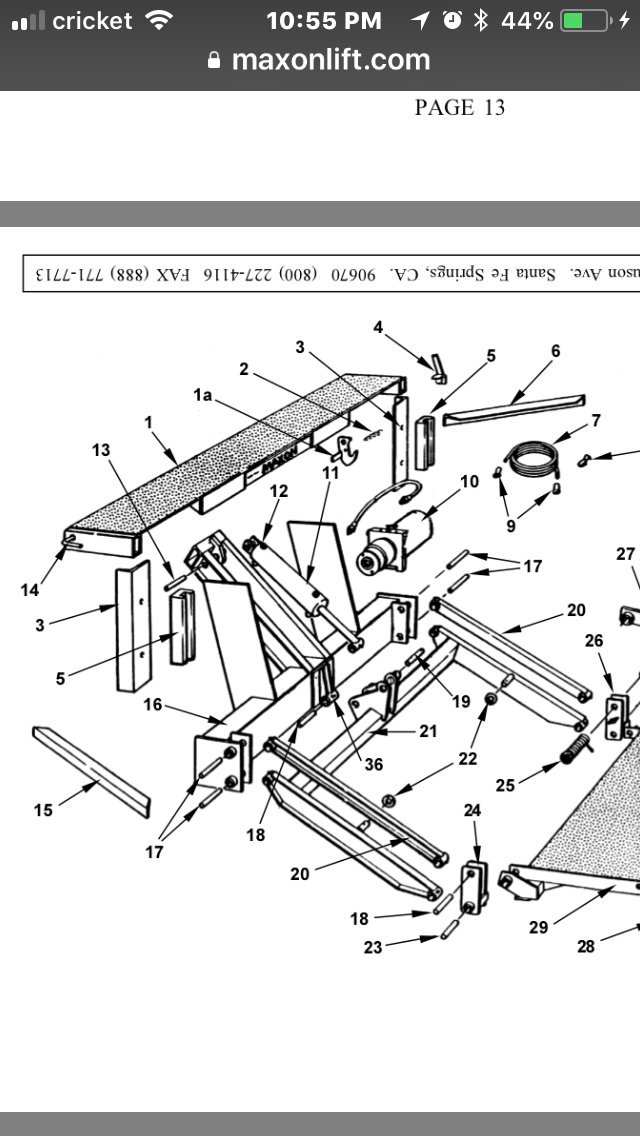 260372 Cylinder for Maxon 7225 Liftgate Manual in Ad 3.5 inch x 10