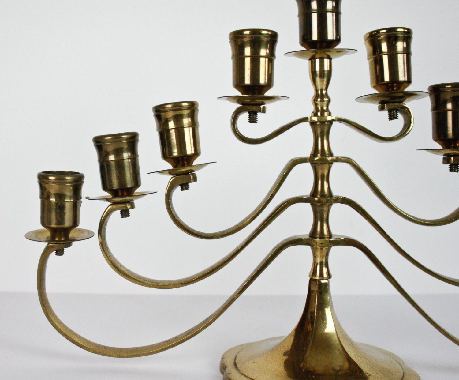 Vintage Brass Candelabra Hanukiah Menorah Hanukkah Japan 9 Candles