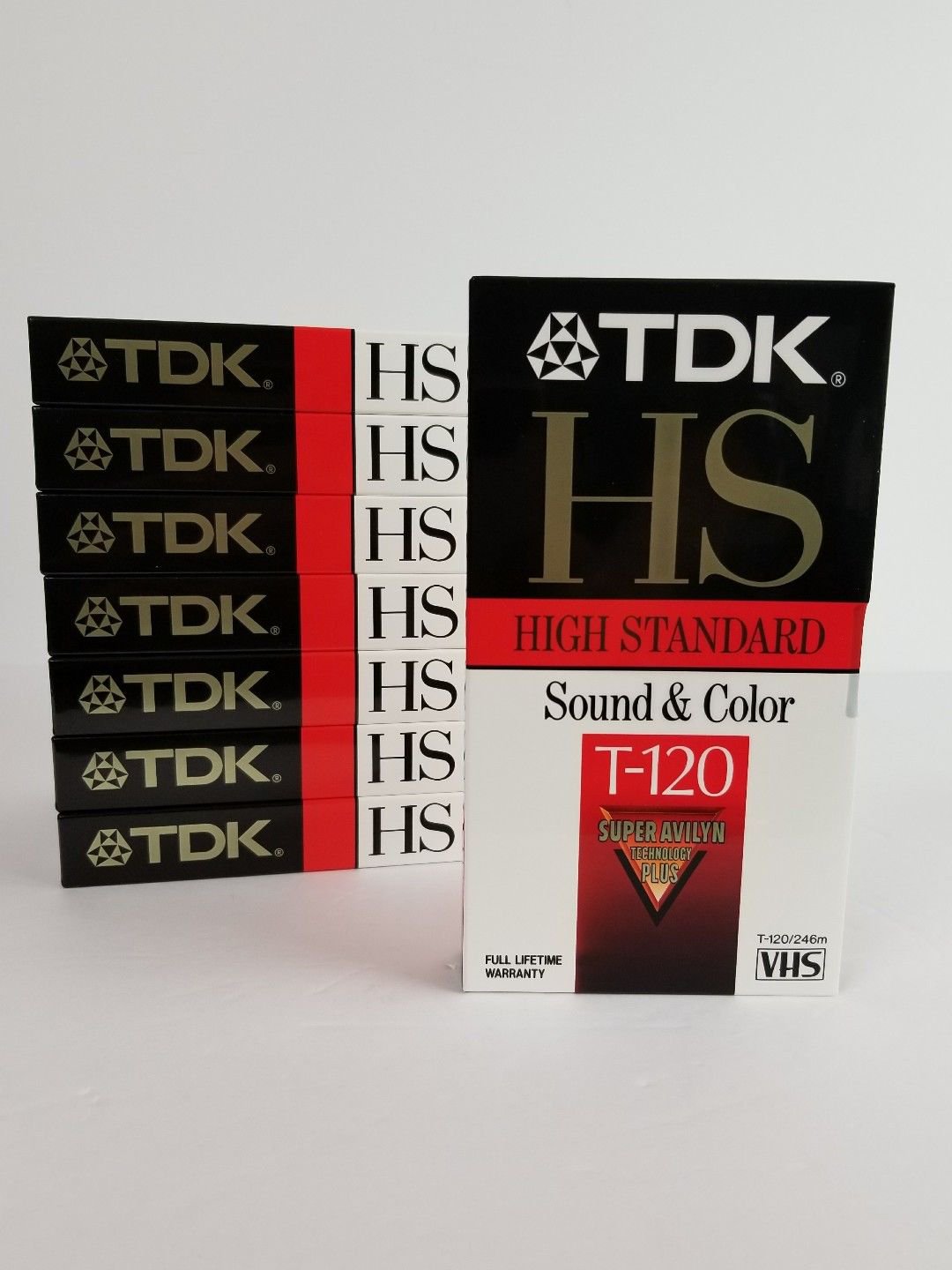 TDK VHS Tapes HS T-120 246m Lot 8 Sound and Color Super Avilyn Sealed