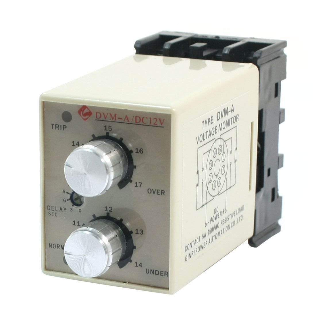 DVM-A/12V DC 12V Protective Adjustable Over/Under Voltage Monitoring Relay