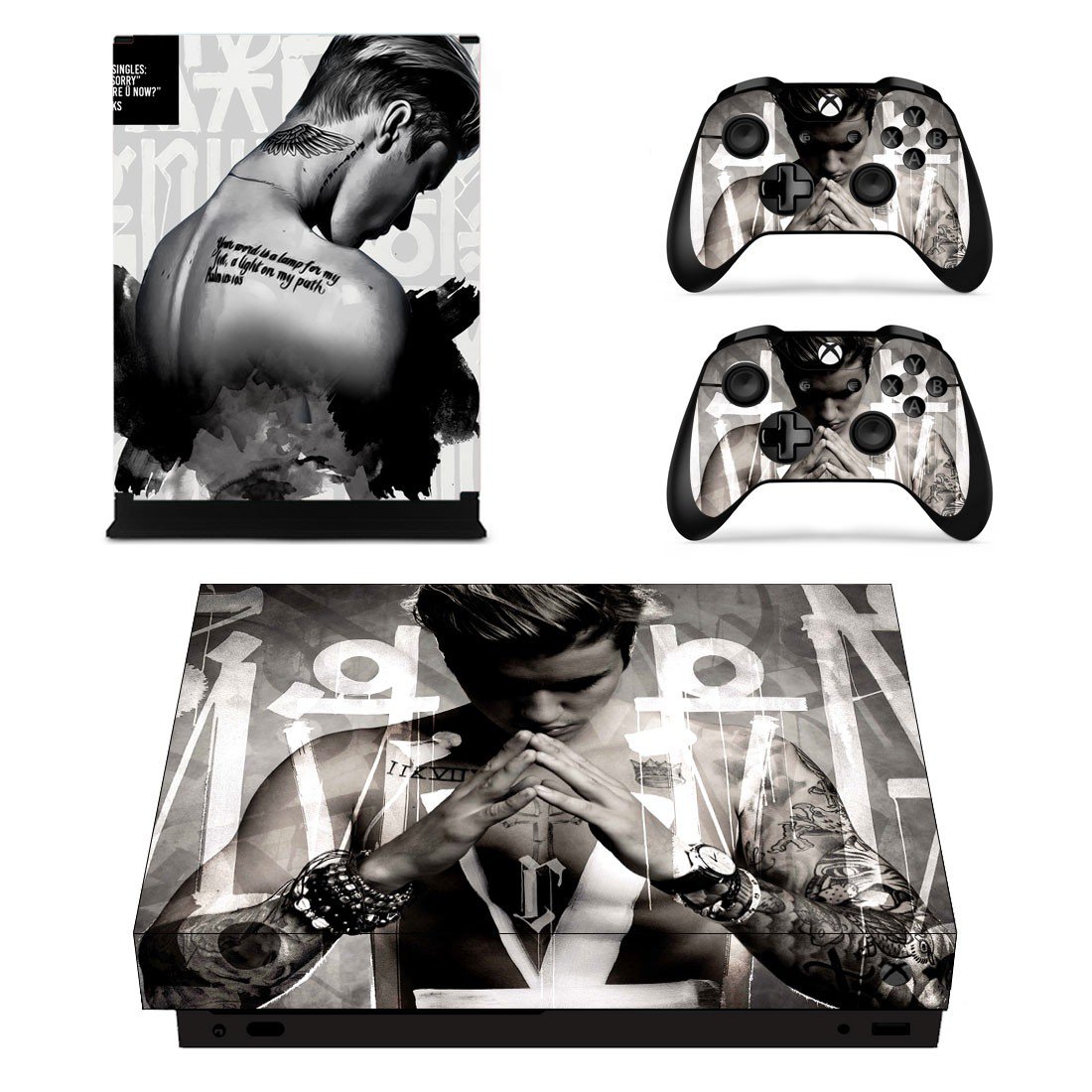 Justin Bieber decal skin sticker for Xbox One X console and controllers