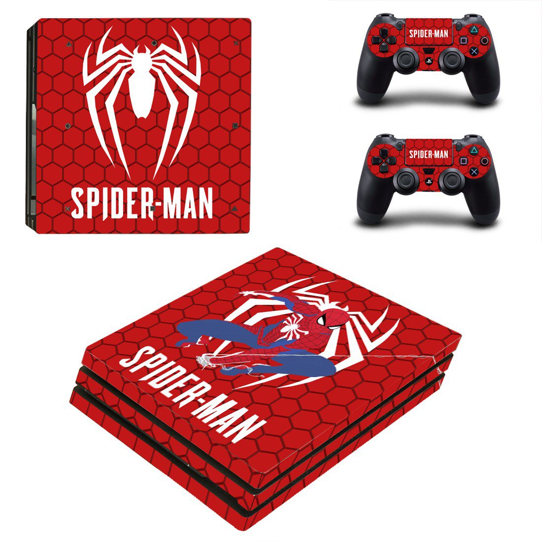 Spider Man decal skin sticker for PS4 Pro console and controllers