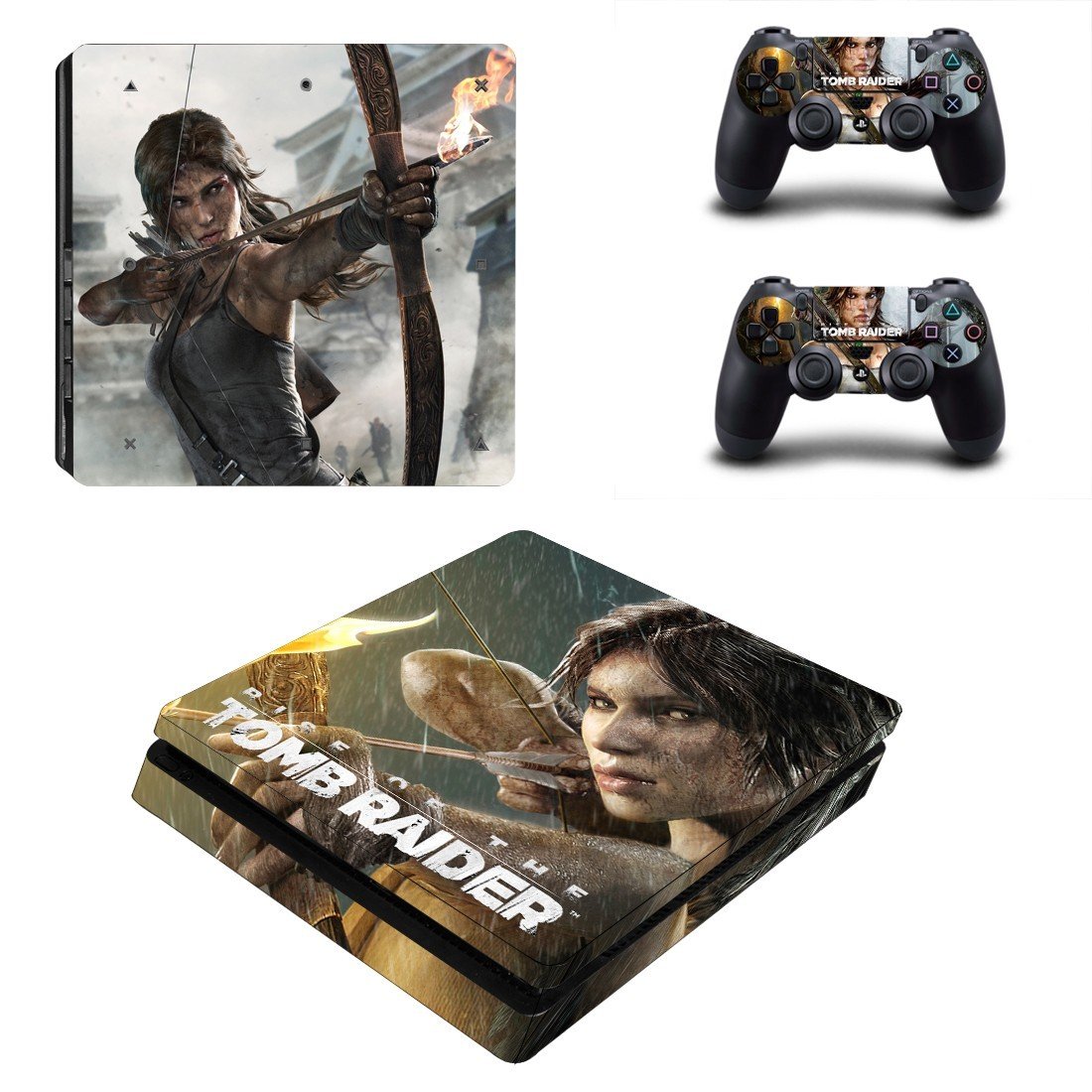 Tomb Raider decal skin sticker for PS4 Slim console and controllers