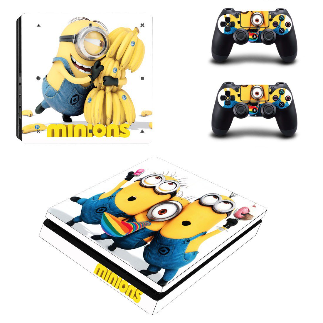 Minions decal skin sticker for PS4 Slim console and controllers