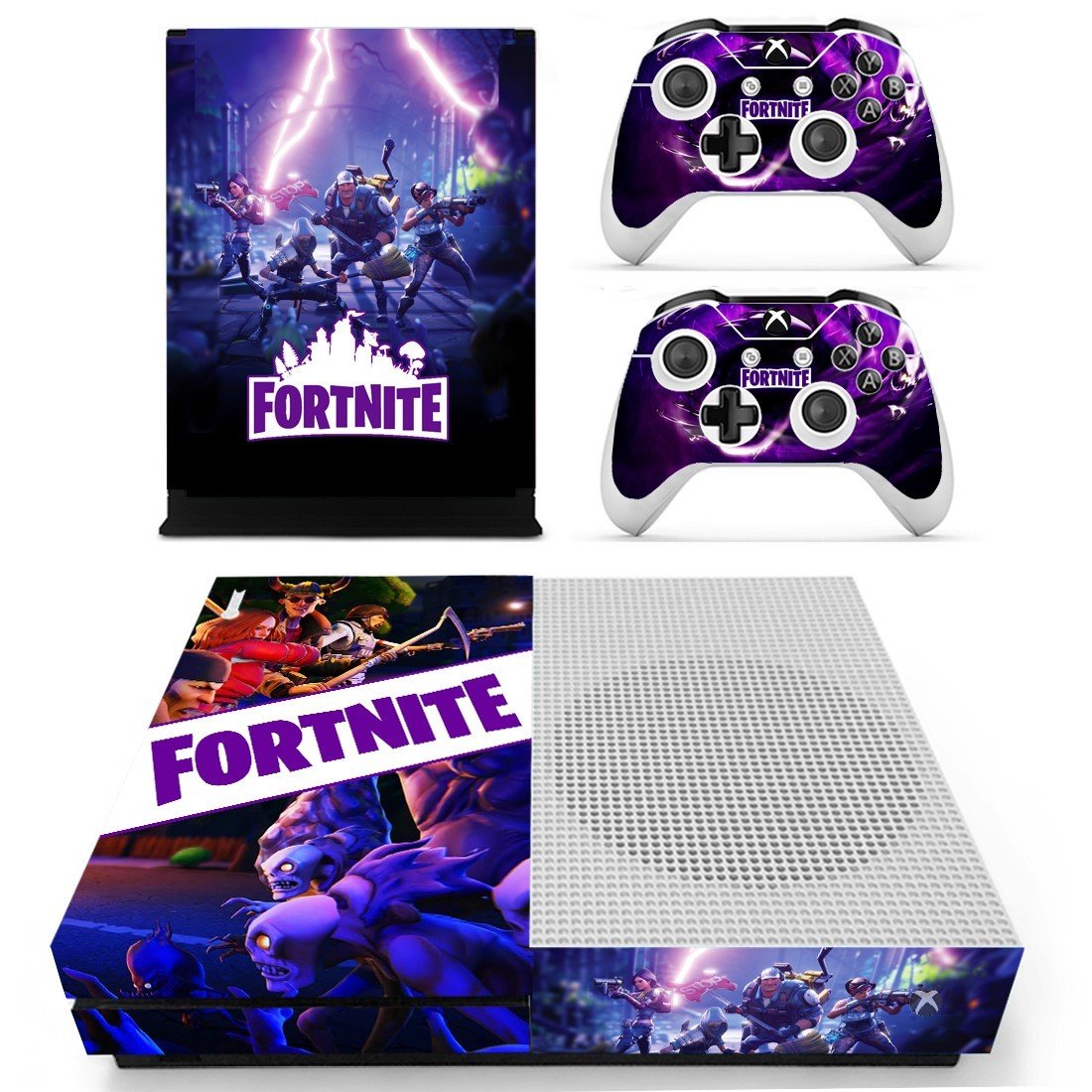 Fortnite decal skin sticker for Xbox One S console and controllers