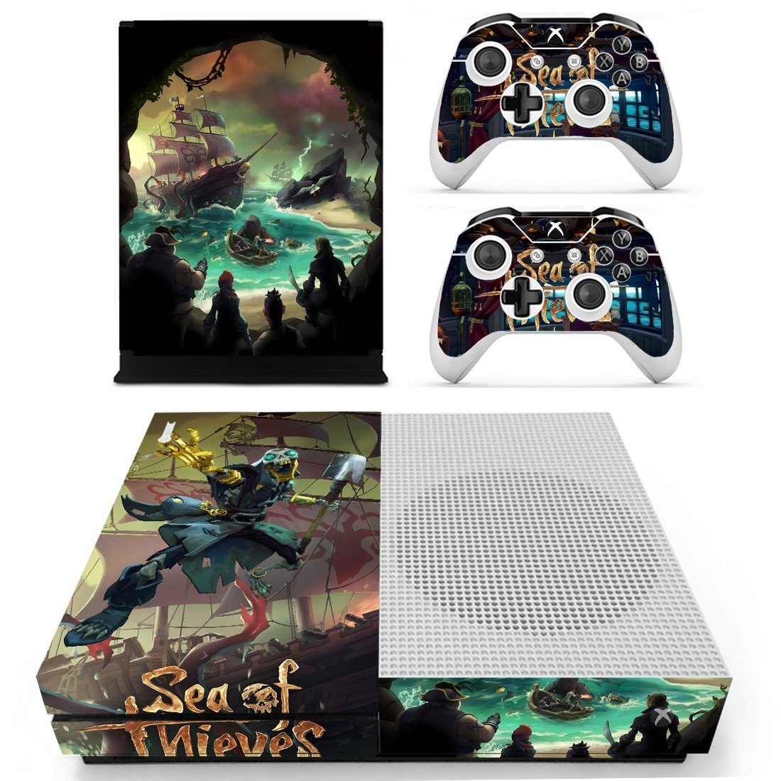 Sea of Thieves decal skin sticker for Xbox One S console and controllers