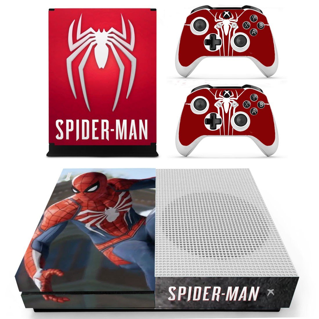 Spider Man decal skin sticker for Xbox One S console and controllers