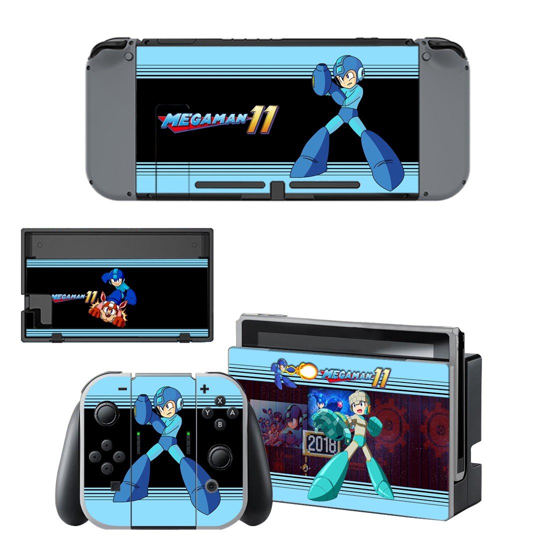 Mega Man 11 decal skin sticker for Nintendo Switch console and controllers