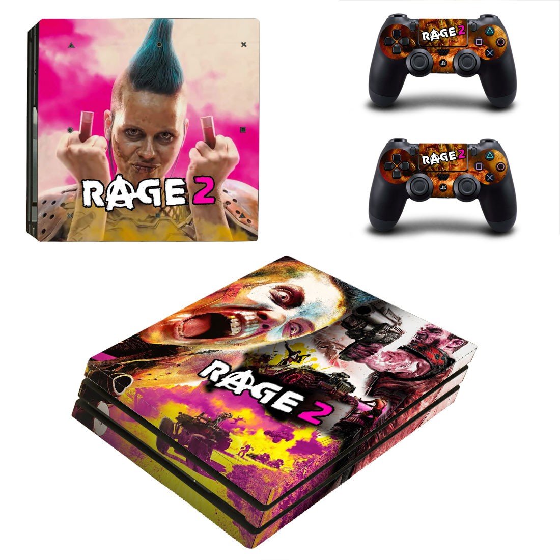 Rage 2 decal skin sticker for PS4 Pro console and controllers