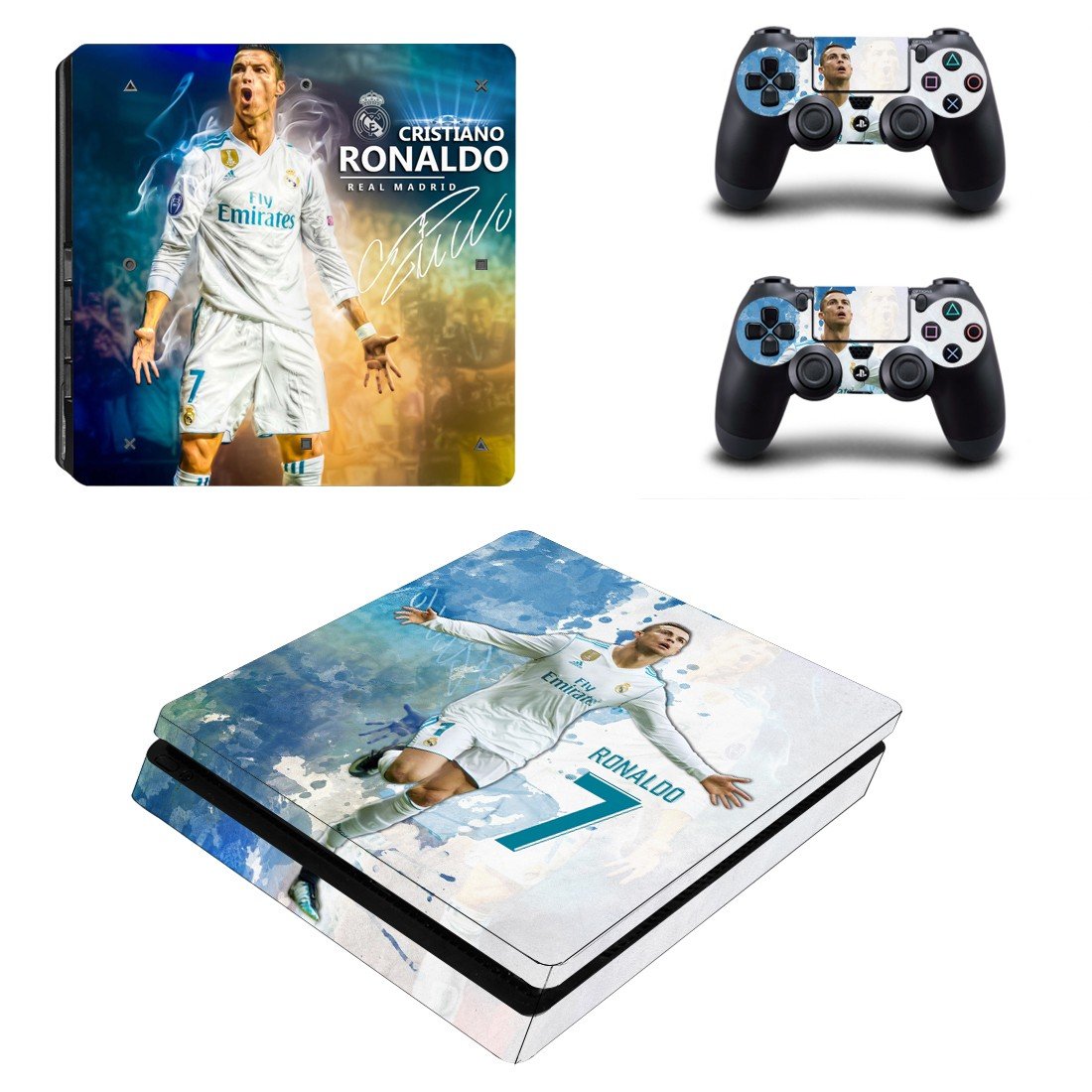 Cristiano Ronaldo decal skin sticker for PS4 Slim console and controllers