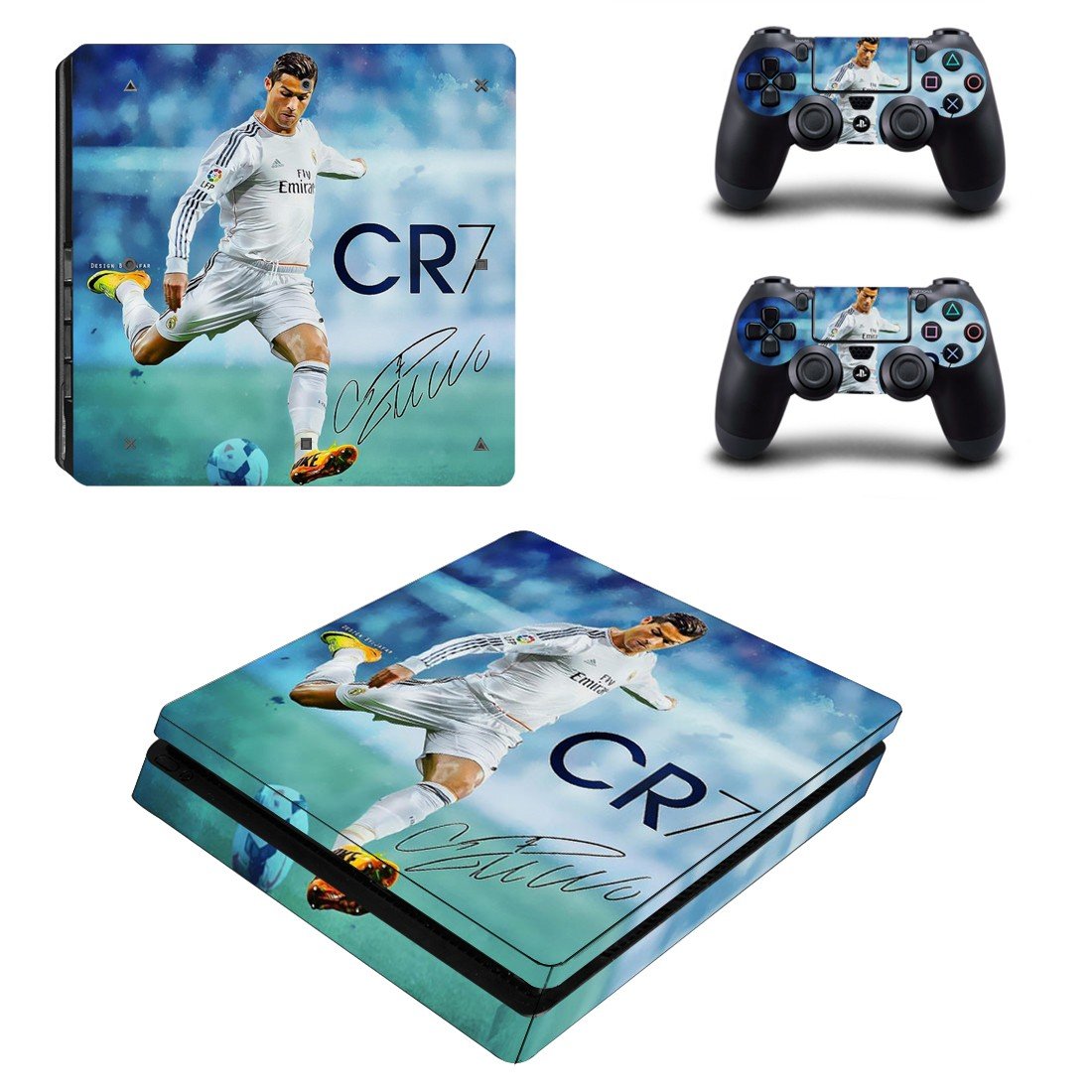 Cristiano Ronaldo decal skin sticker for PS4 Slim console and controllers