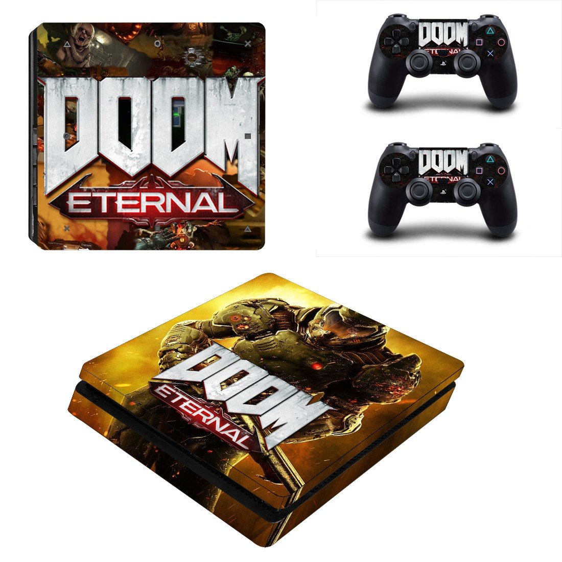 Doom Eternal decal skin sticker for PS4 Slim console and controllers